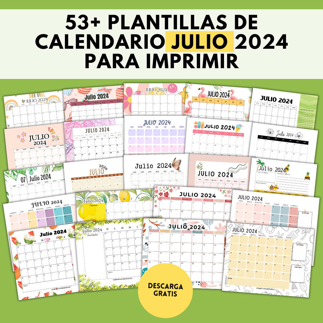 Lindo Calendario De Julio De 2024 Para Imprimir